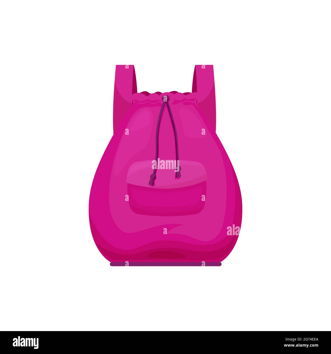 Kids rucksack isolated vector icon, cute pink schoolbag with strings ...