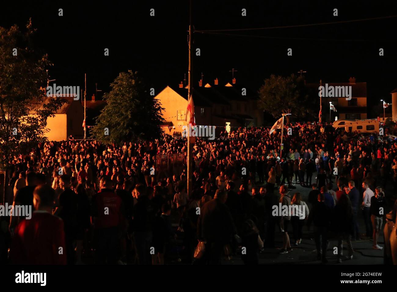 Thousands watch as a huge bonfire in the loyalist Corcrain area of ...