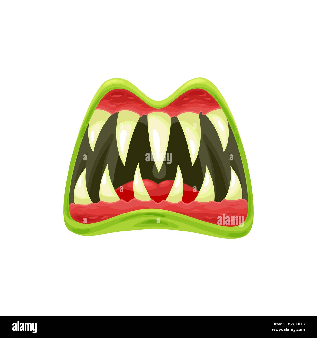 Monster mouth vector icon, creepy zombie or alien jaws with sharp teeth ...