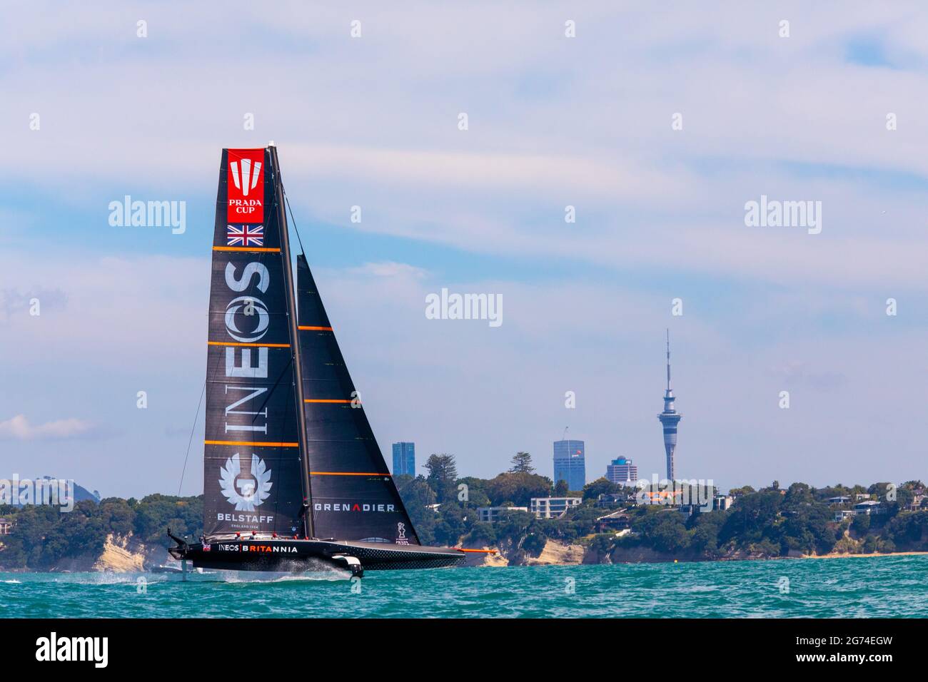 Prada Cup Final, Ineos Team UK (UK) in Race 7. Waitemata Harbour ...