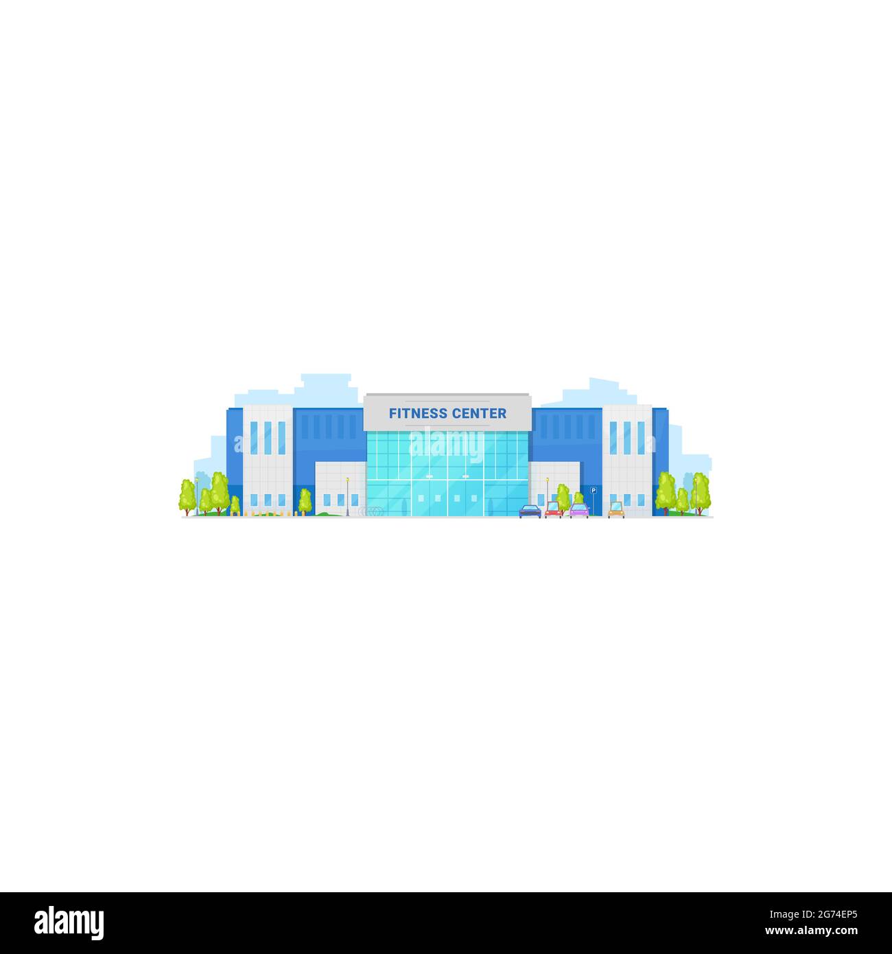 Gymnastic activity gym, front view of beauty center isolated fitness ...