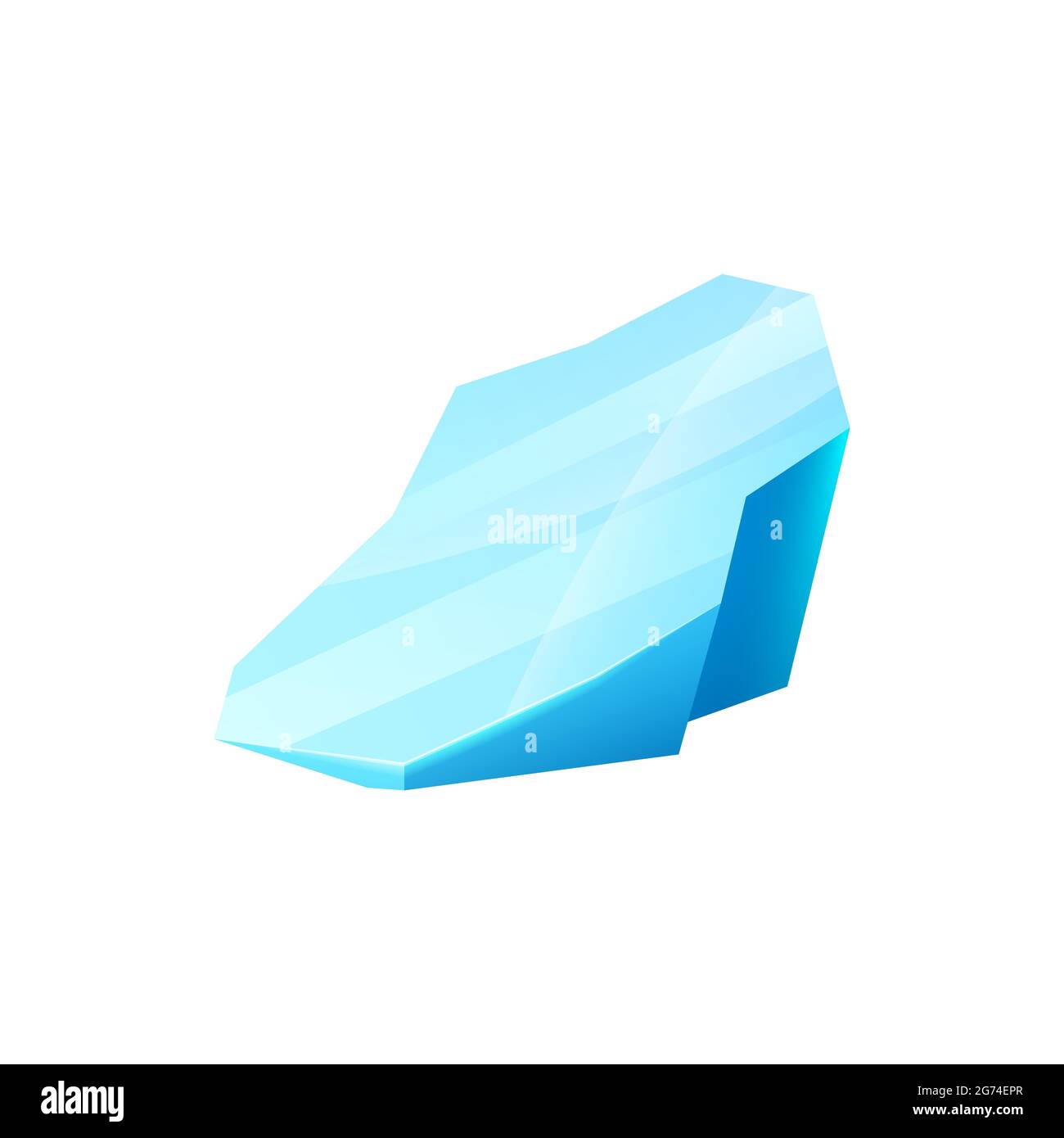 Ice crystal, blue iced glacier or floe, vector iceberg, cap snowdrift ...