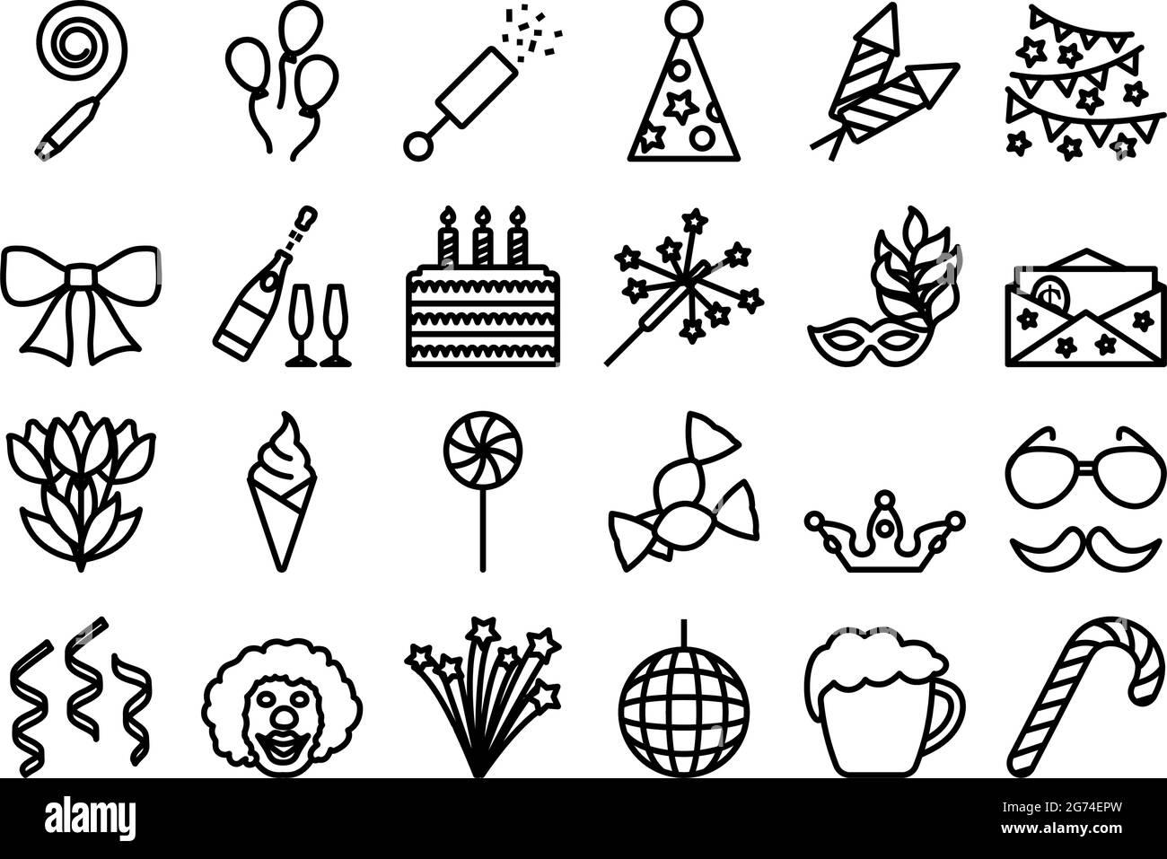 Celebration Icon Set. Editable Bold Outline Design. Vector Illustration ...