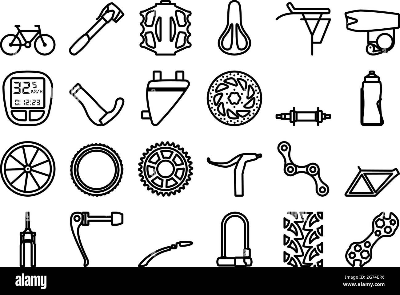 Bike Icon Set. Bold outline design with editable stroke width. Vector ...