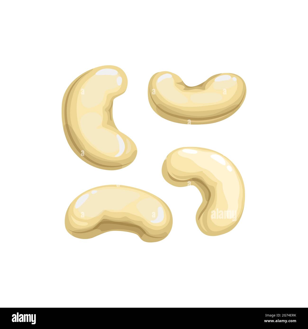 Cashew nuts isolated flat cartoon icon. Vector organic healthy food ...