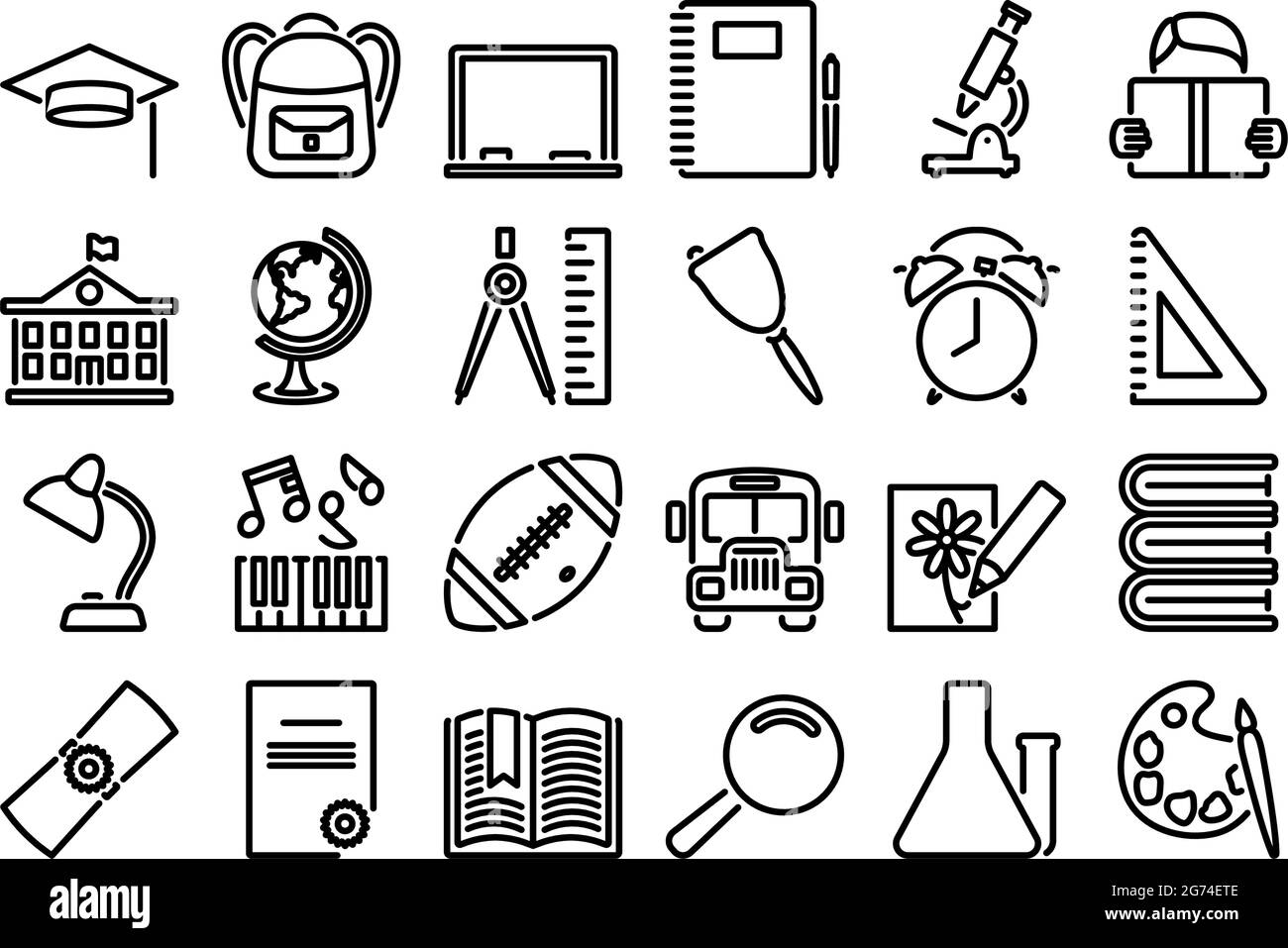 Education Icon Set. Bold outline design with editable stroke width ...
