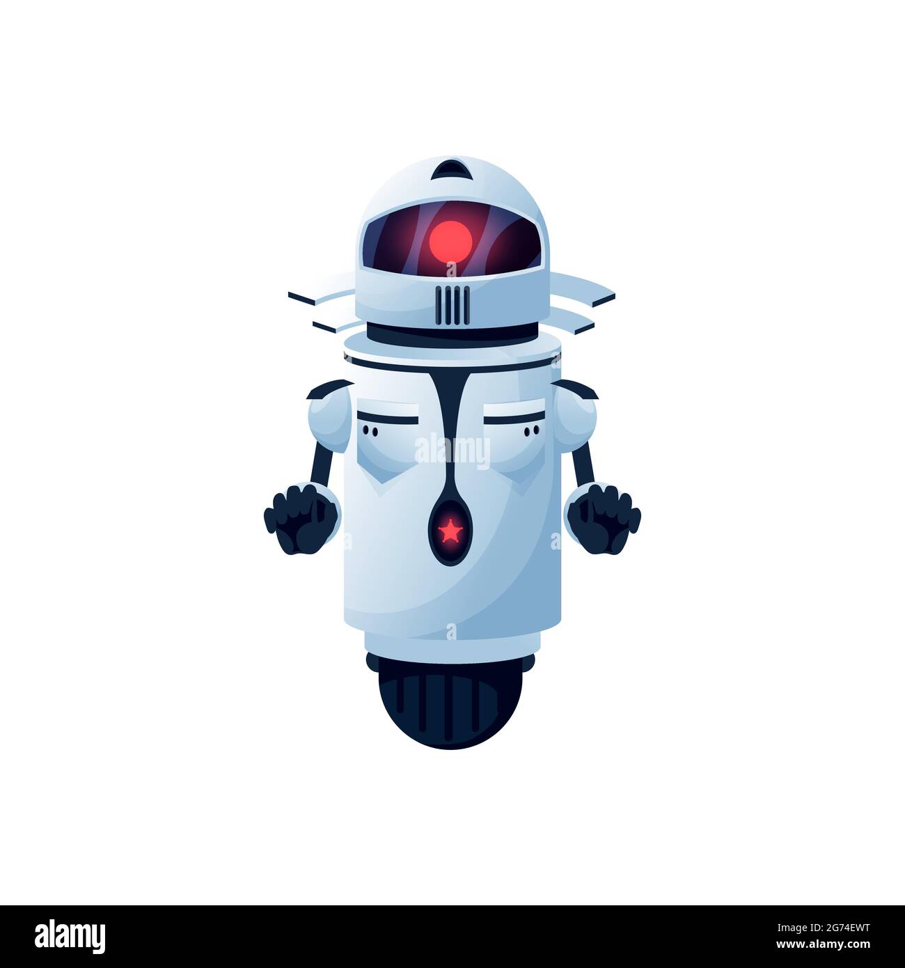 Robot android with hands and interface on head isolated cartoon icon ...