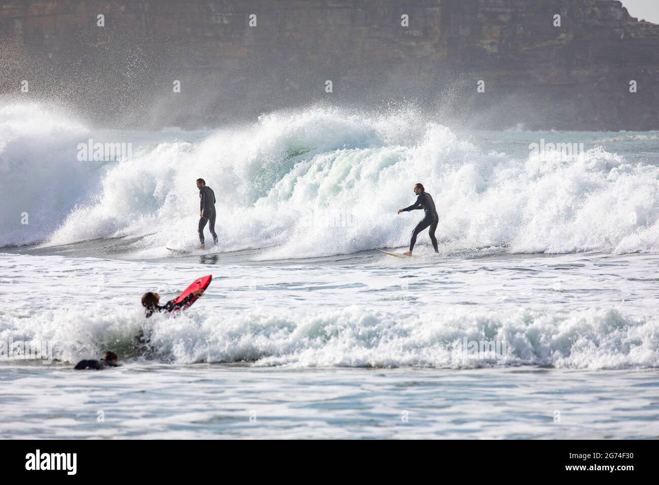 Large ocean swell at Palm Beach in Sydney and the surfers are out ...
