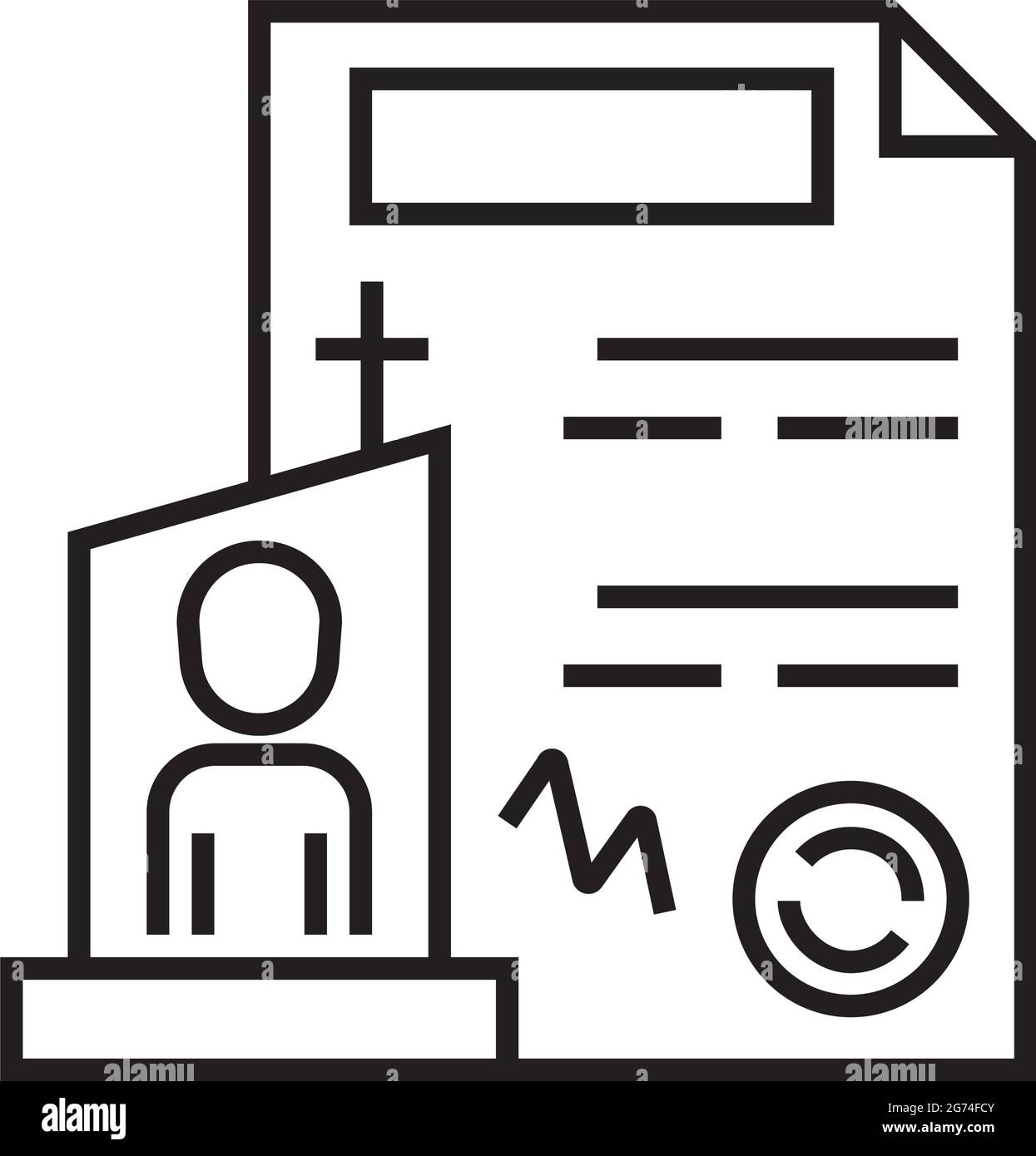 Last will of deceased. Funeral icon vector in thin line style. The ...