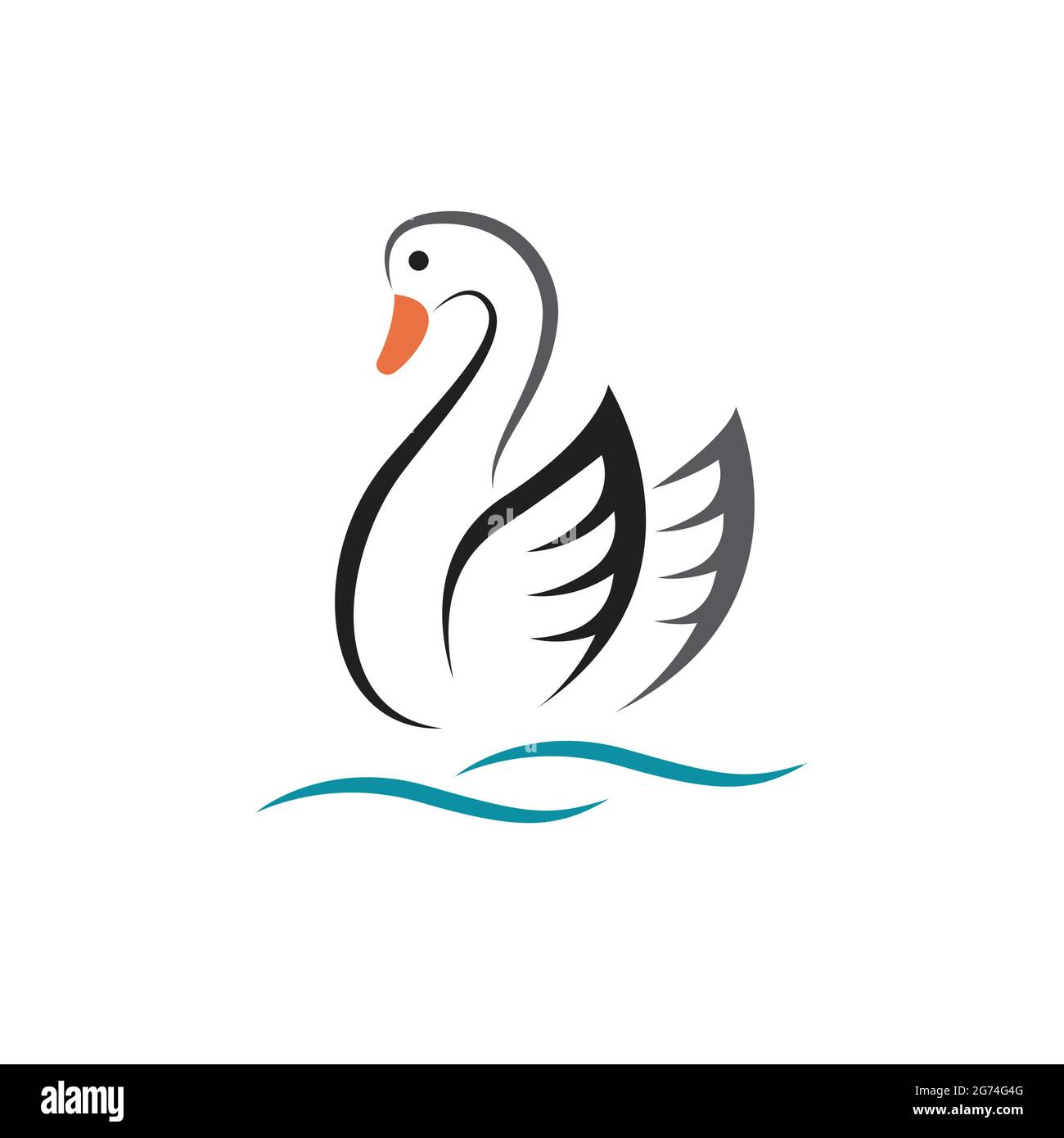 Vector of swan design on white background. Easy editable layered vector ...