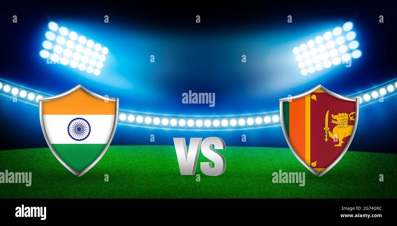 India Vs Sri Lanka Flags with Versus text in 3D Rendered Stadium with ...