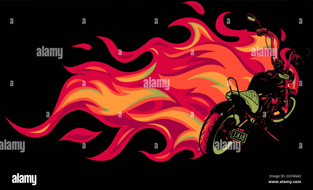 custom motorcycle with flames vector illustration design Stock Vector ...
