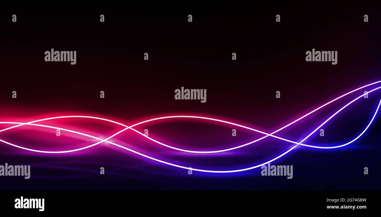 New Neon Lights Glowing on a Floor in Red and Blue Gradient Color. 3D ...