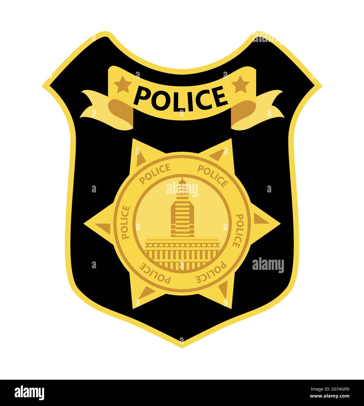 Police badge vector. Sheriff, marshal label illustrations. Law ...