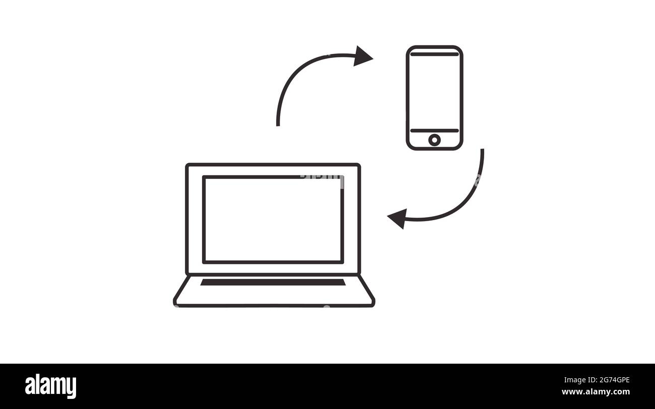 Synchronization vector icon between devices. Vector isolated ...