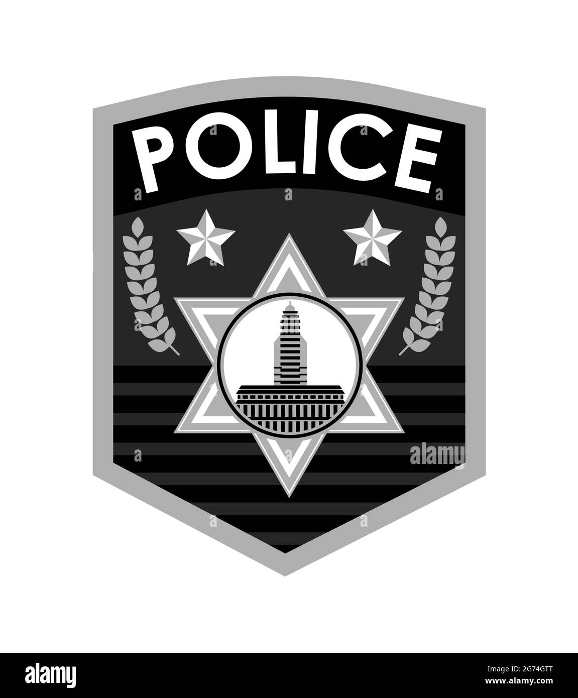 Police badge vector. Sheriff, marshal label illustrations. Law ...