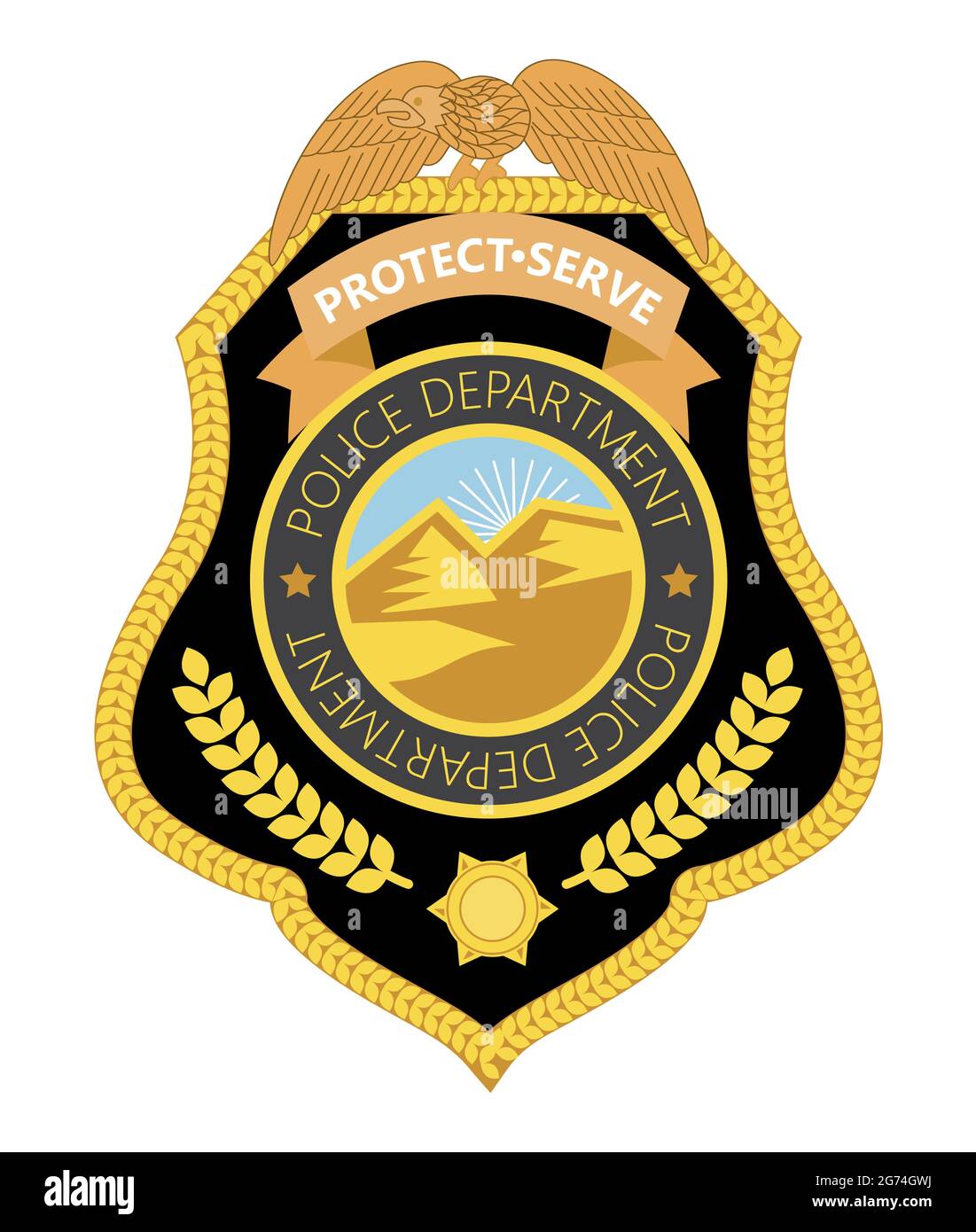 Police badge vector. Sheriff, marshal label illustrations. Law ...