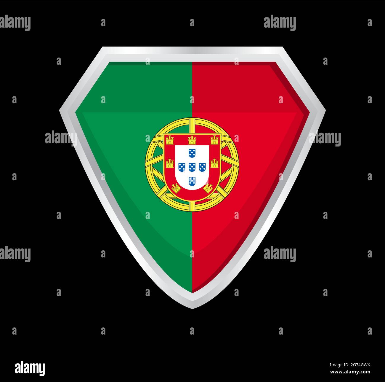 Portugal flag vector. The sign of the Portuguese state. A shield with a ...