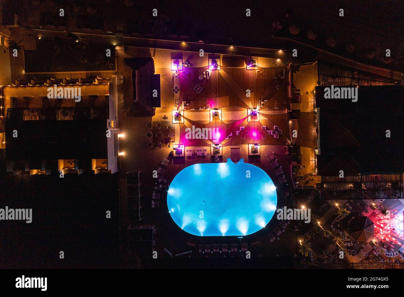 Aerial view of the infinity pool at night Stock Photo - Alamy