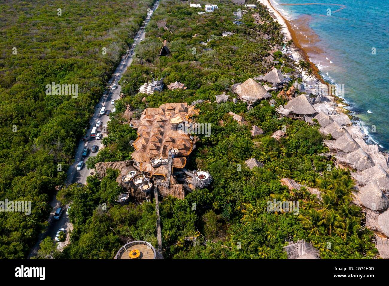 Aerial view of the luxury hotel Azulik in Tulum Stock Photo - Alamy