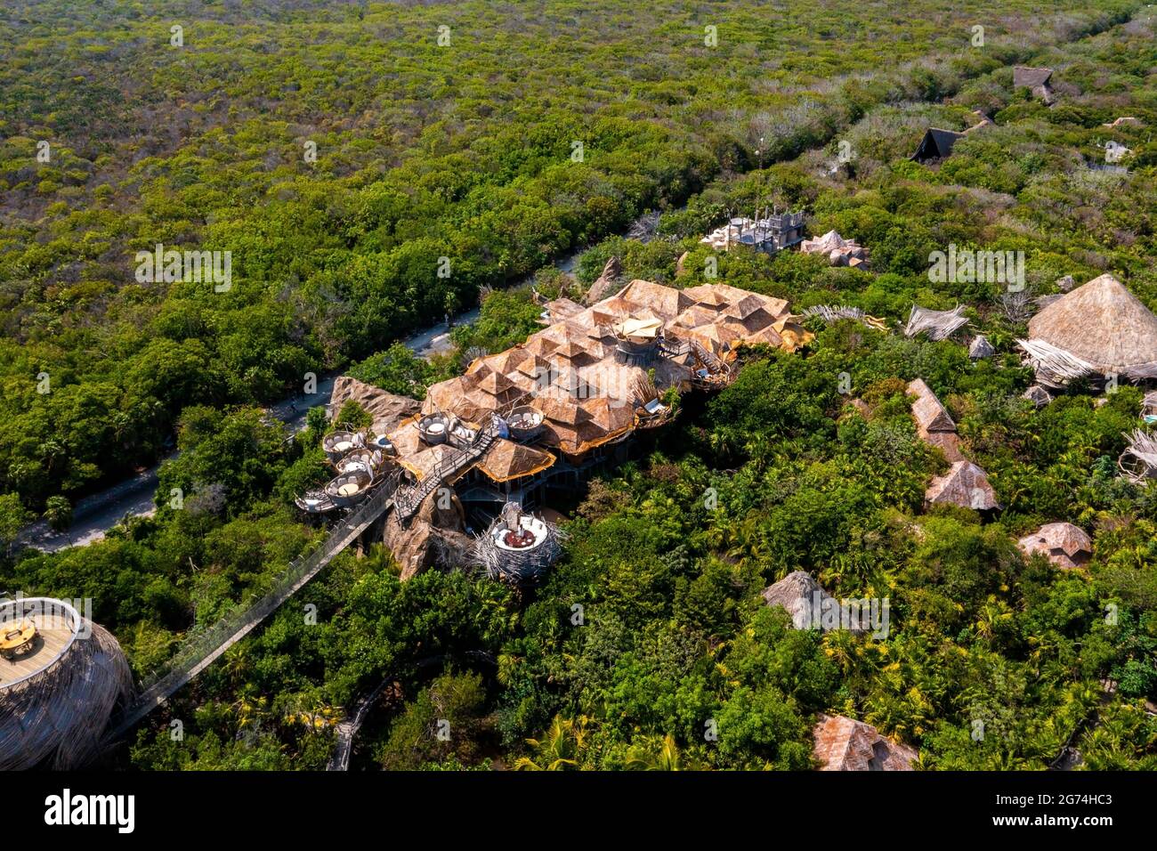 Aerial view of the luxury hotel Azulik in Tulum Stock Photo - Alamy