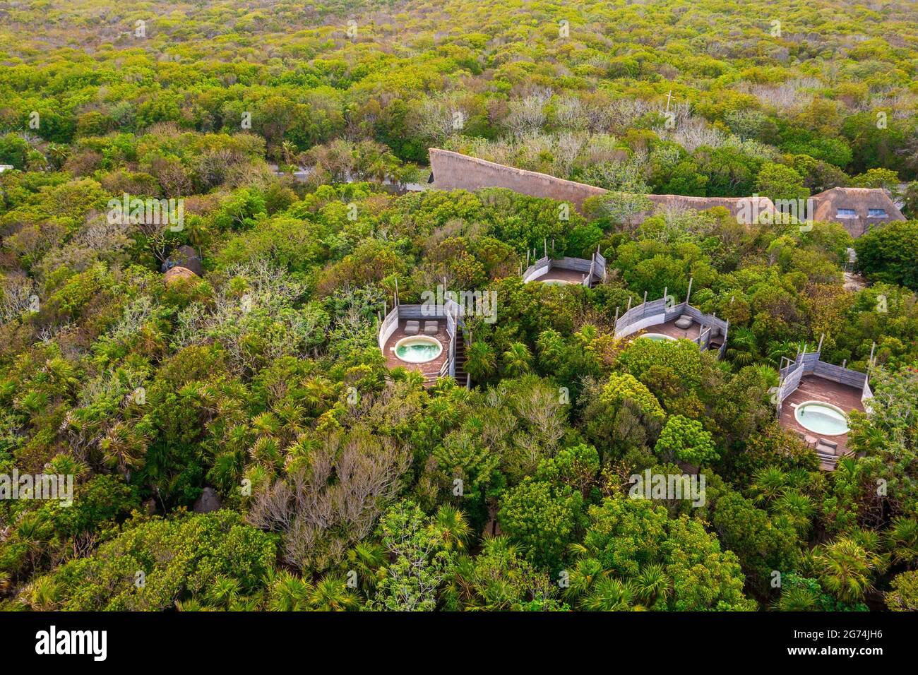 Beautiful wooden huts and buildings in the middle of a forest Stock ...