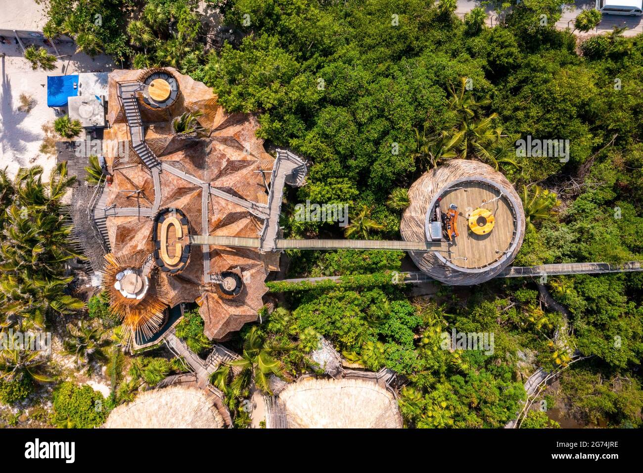 Aerial view of the luxury hotel Azulik in Tulum Stock Photo - Alamy
