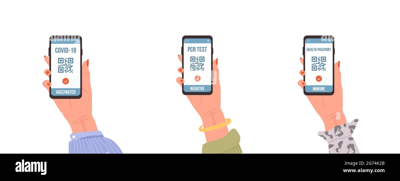 QR code with PCR test, vaccine and health passport. Check of safety ...