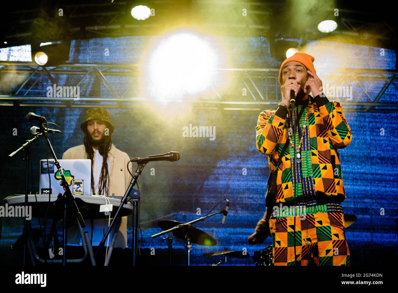 Bern, Switzerland. 09th, July 2021. Reggae singer Cali P performs a ...