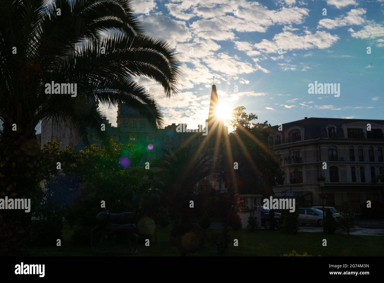 Batumi, Georgia - June 07, 2021: Europe Square in bright sunny weather ...