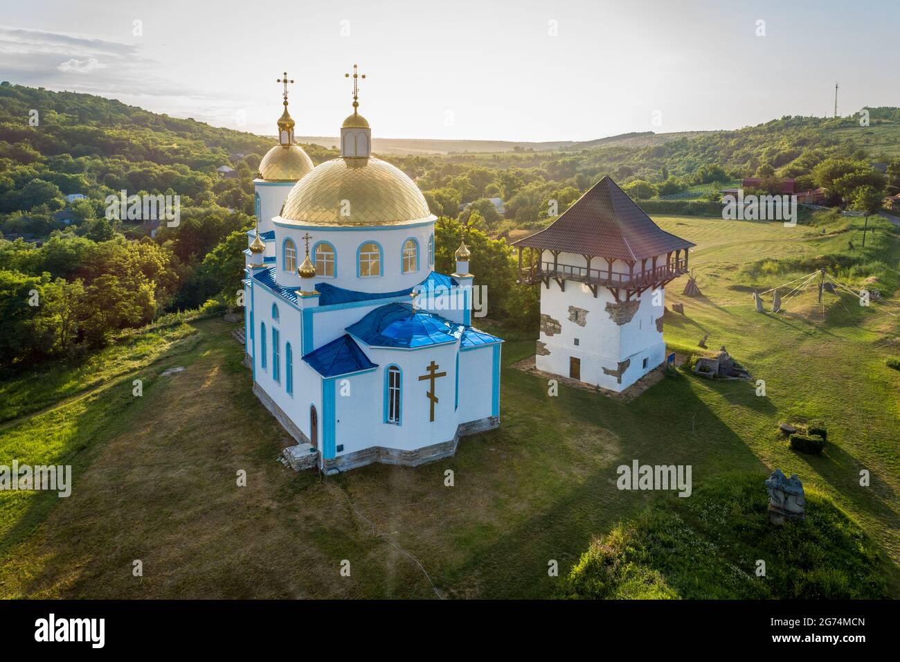 Aerial sunset view of Busha state Historical and Cultural Reserve ...