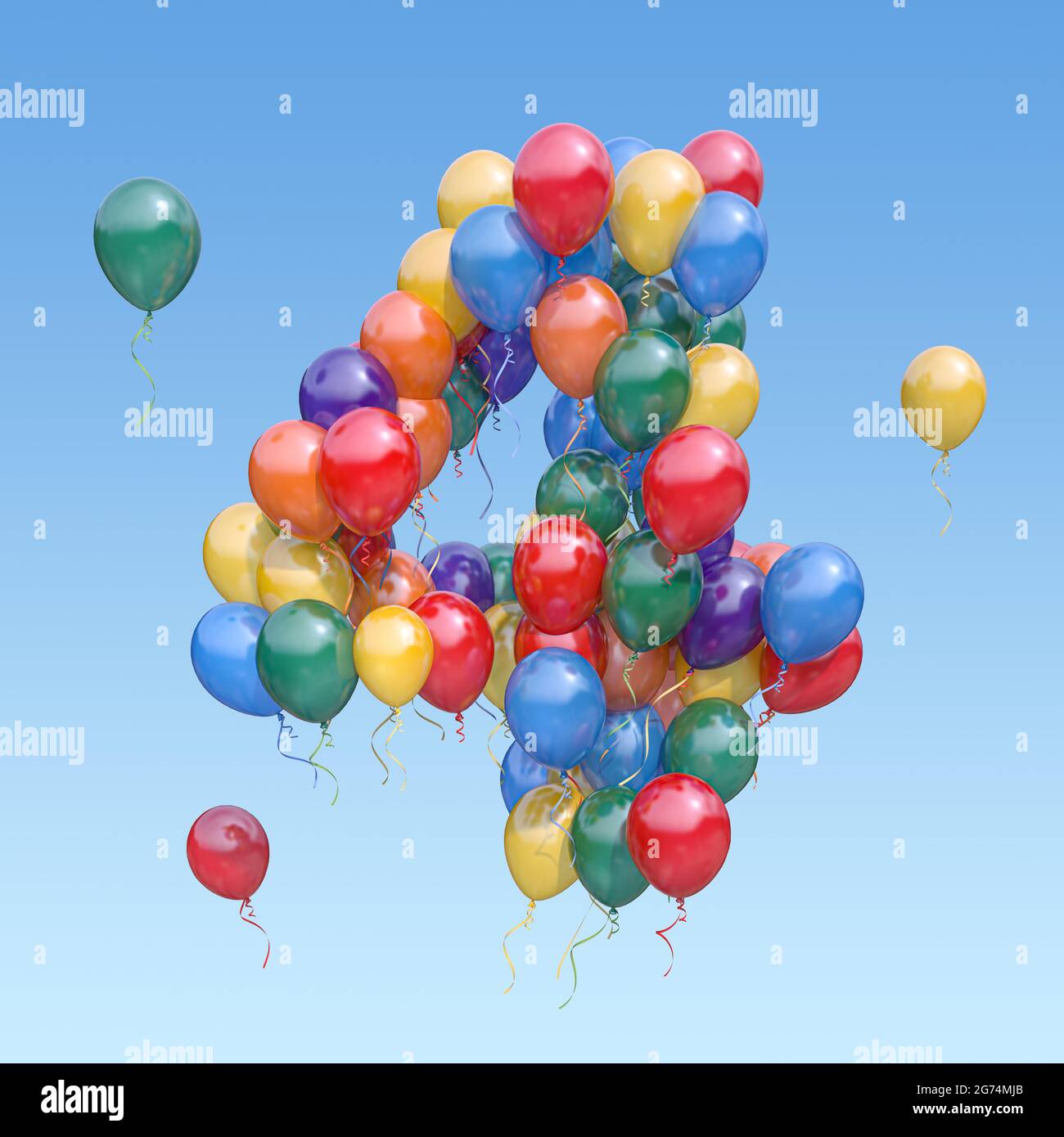 Number 4 four from balloons in the sky. Text letter for age, holiday ...