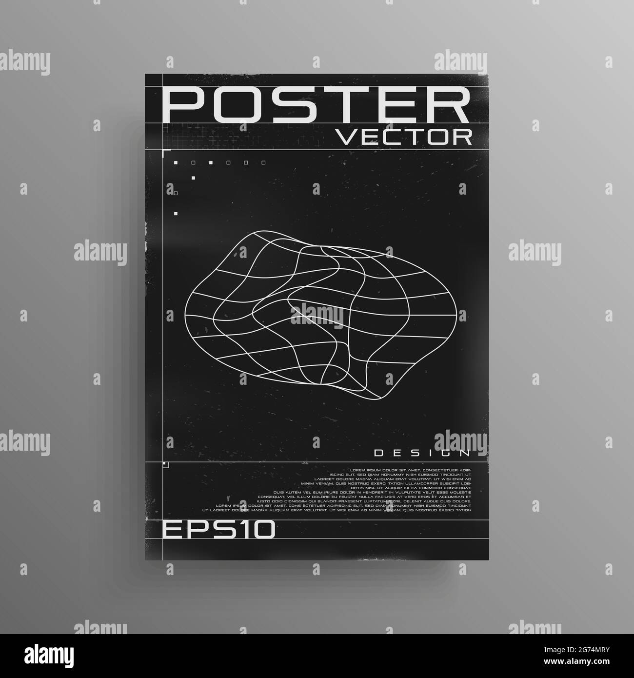 Retrofuturistic poster design with ellipse liquid distorted planet ...