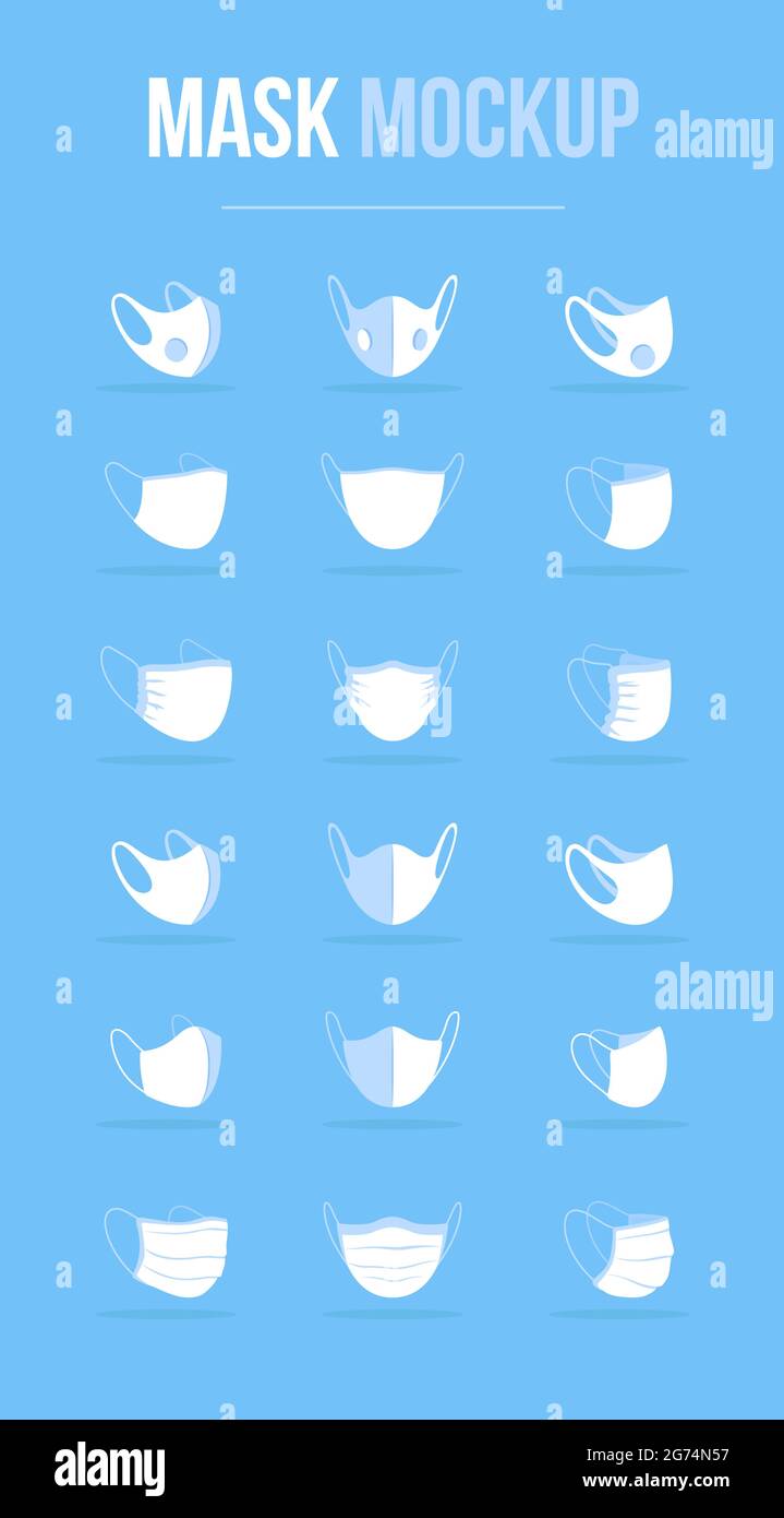 Face mask types with different protection levels white mockup Stock ...