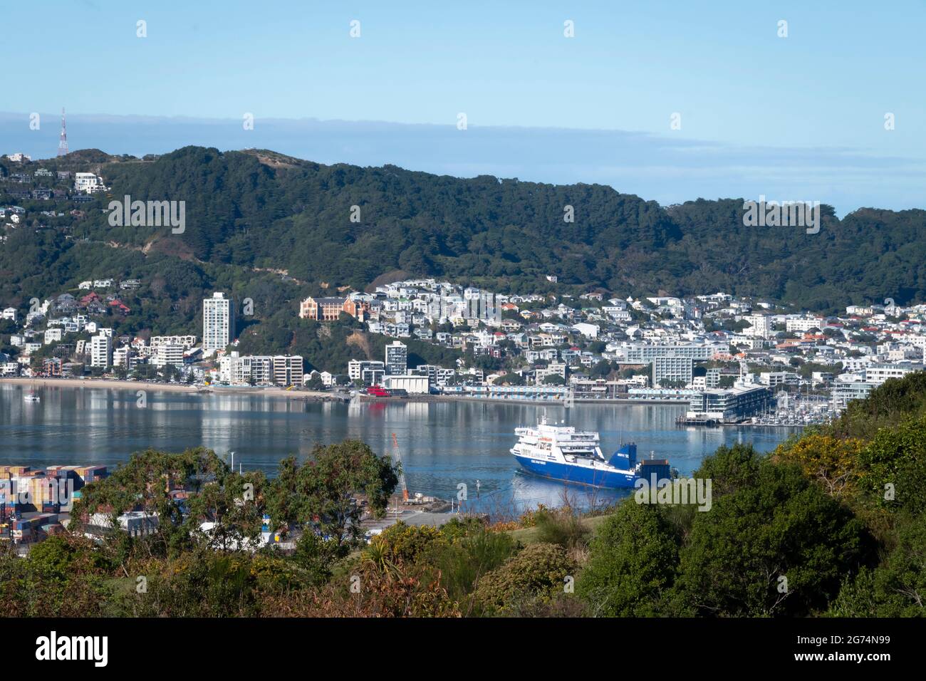 Bluebridge Cook Strait Ferry, "Strait Feronia", leaving at Wellington ...