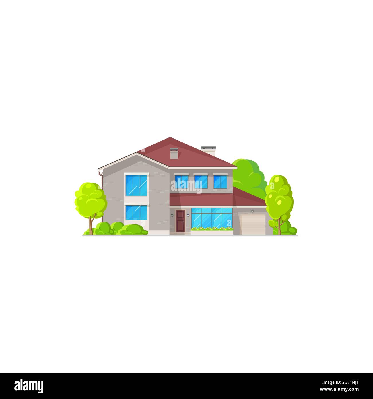 Real estate private building, villa, cottage isolated cartoon icon ...