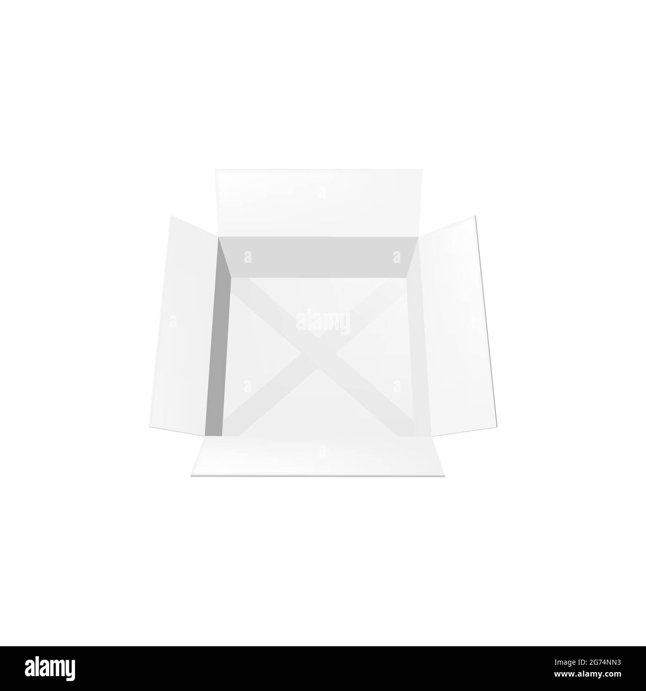Realistic box 3d vector mockup top view. Open empty carton paper pack ...