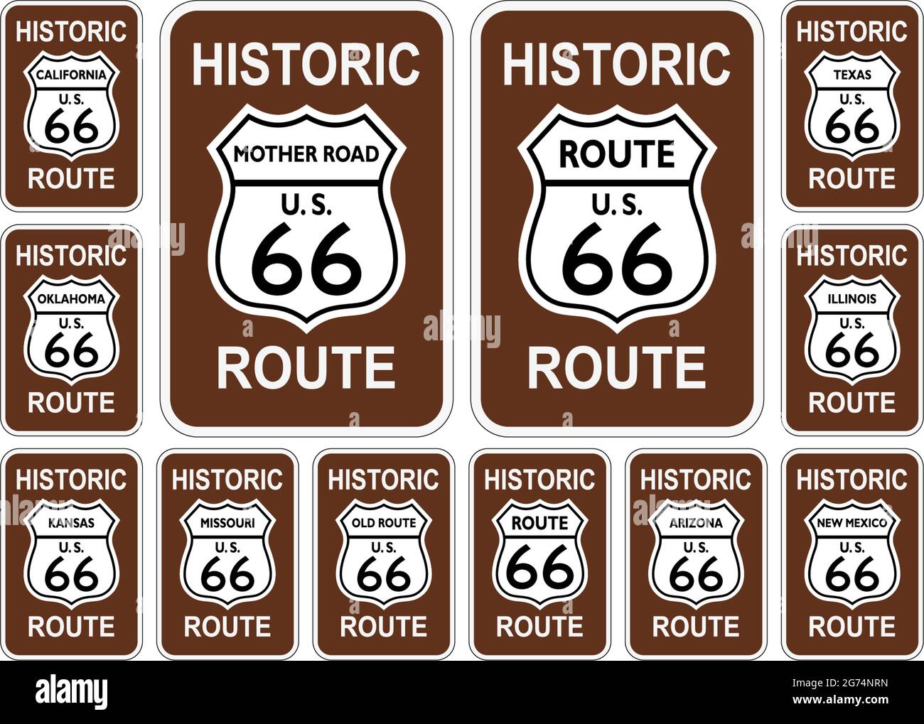 Route 66 traffic sign from United States of America with all related ...