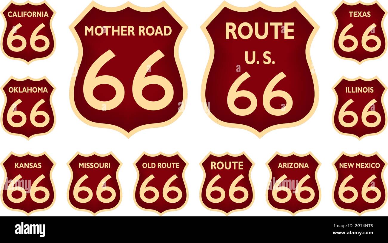Route 66 traffic sign from United States of America with all related ...