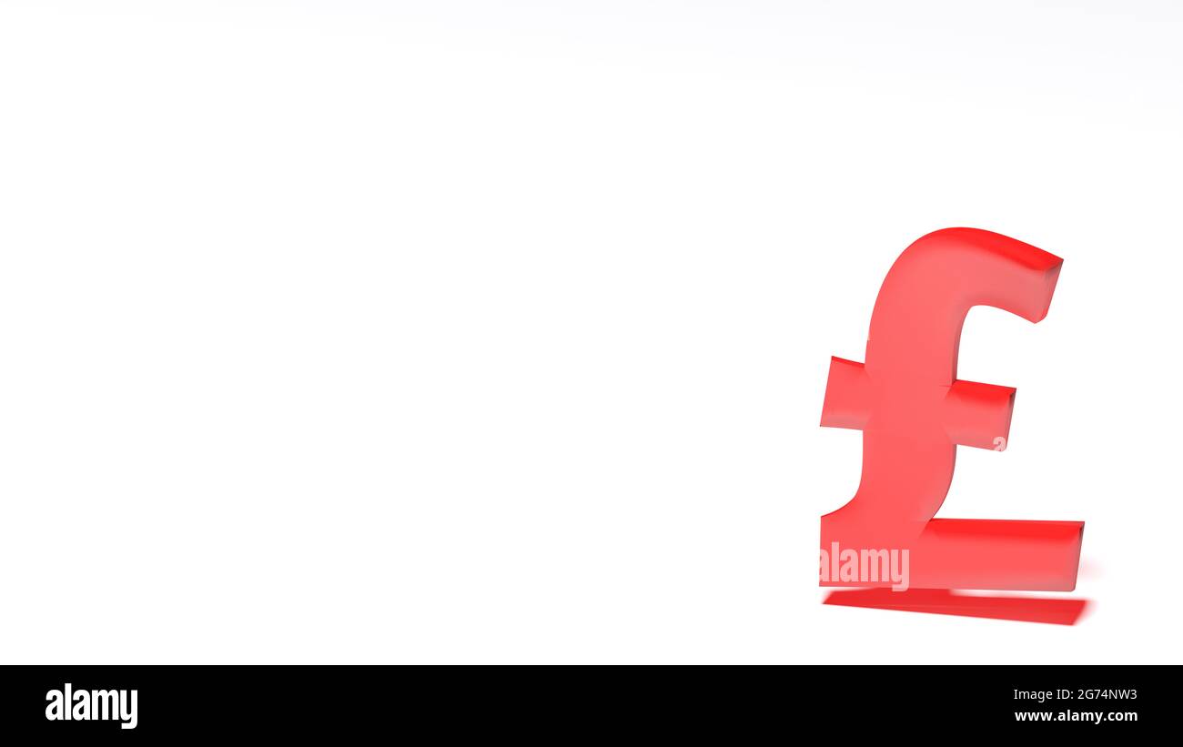 White background with red pound sign at right side - 3D rendering ...