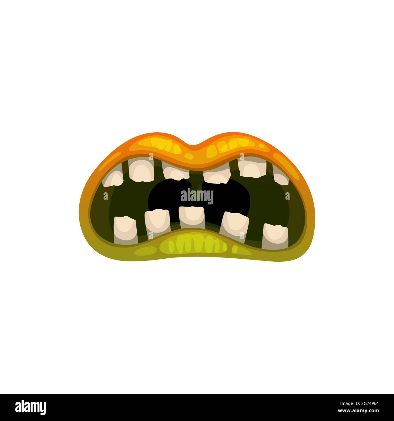 Monster mouth vector creepy zombie or alien roar jaws with chipped ...