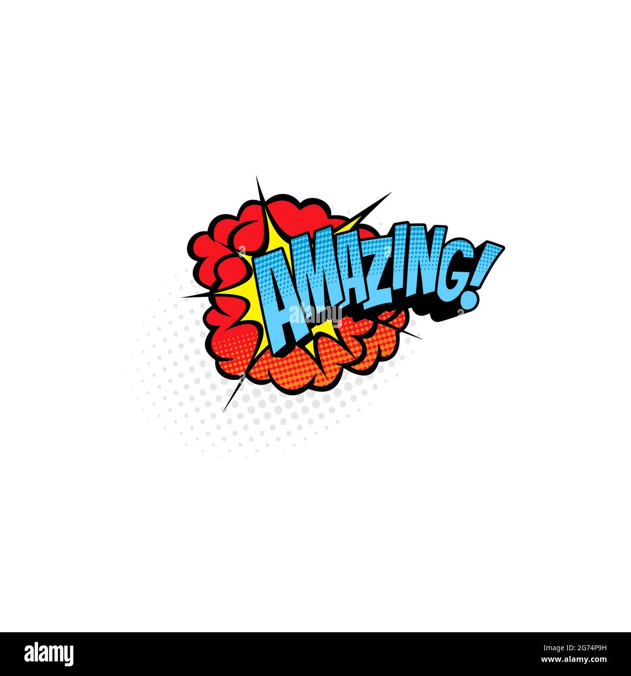 Amazing comics bubble isolated vector icon. Cartoon pop art retro sound ...