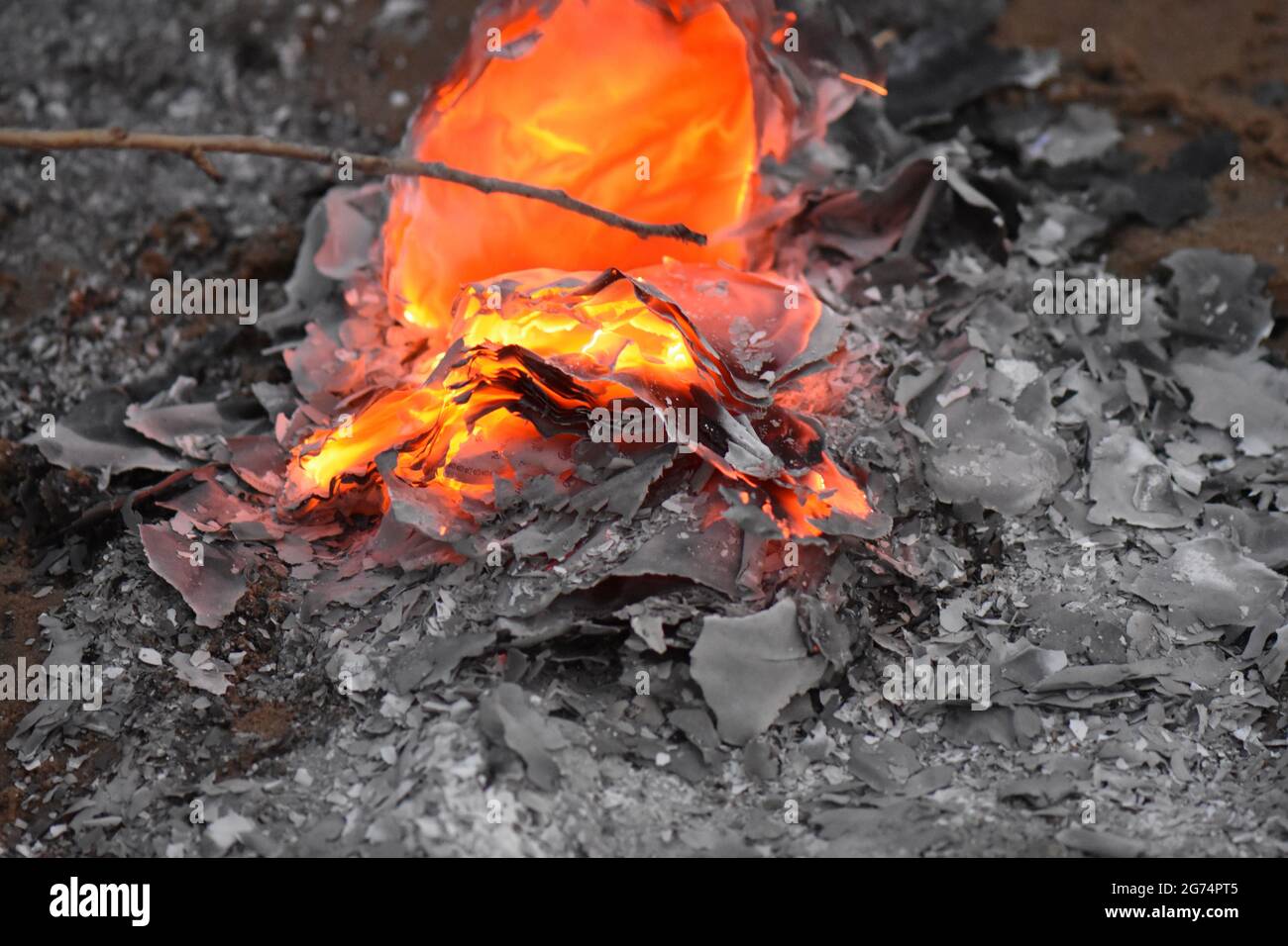 A closeup shot of fire and smoke in the outdoor place Stock Photo - Alamy