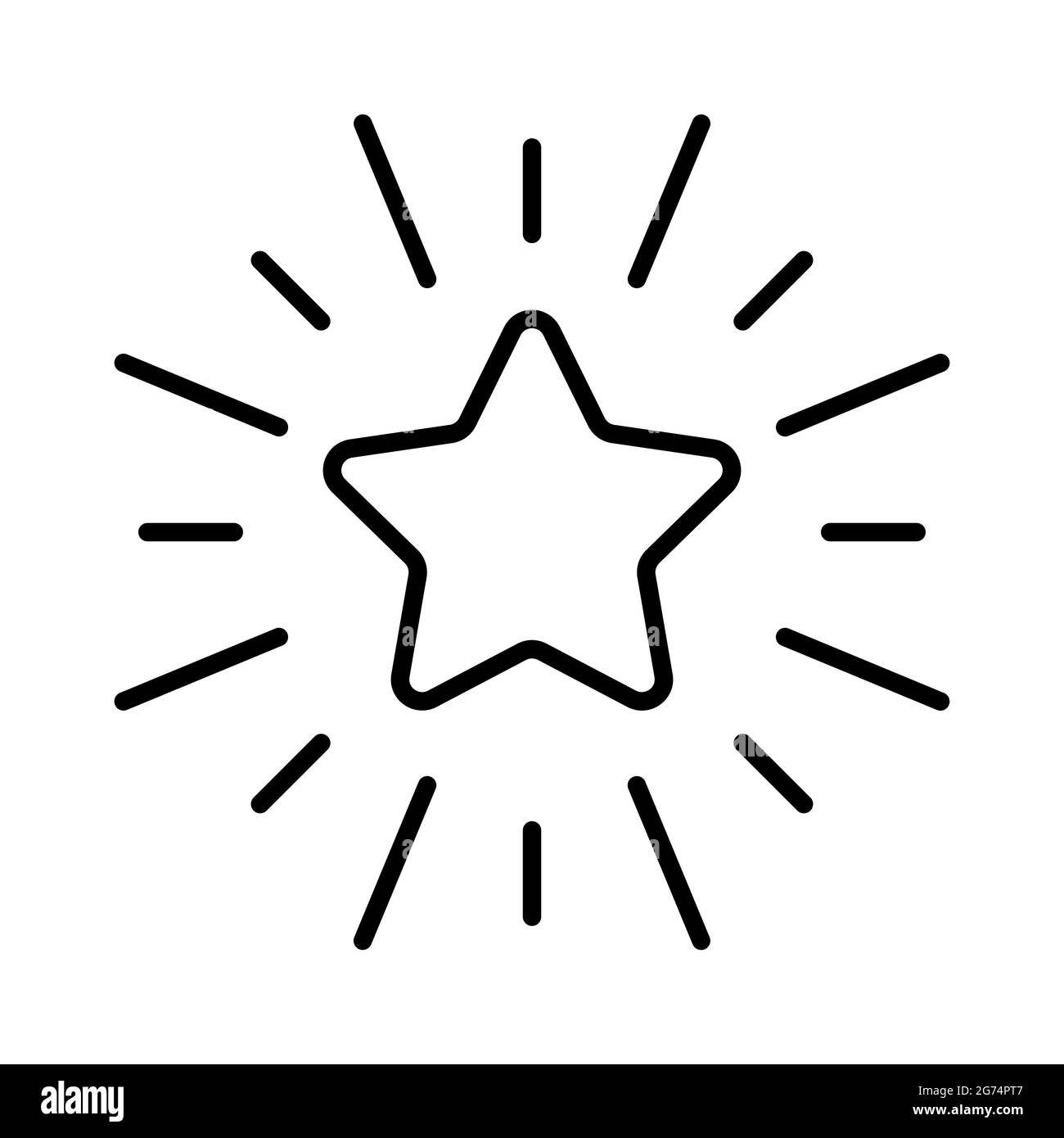 Star icon. Linear star with rays. Vector illustration. Black vector ...