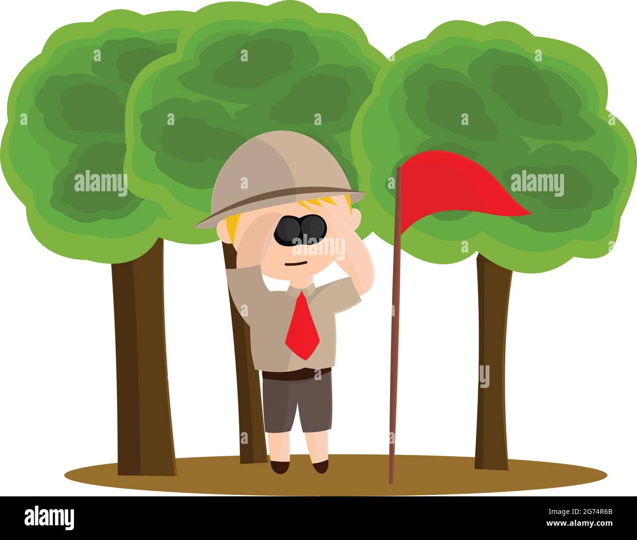 Boy scout character in uniform standing with binocular Design Illustration Stock Vector Image ...