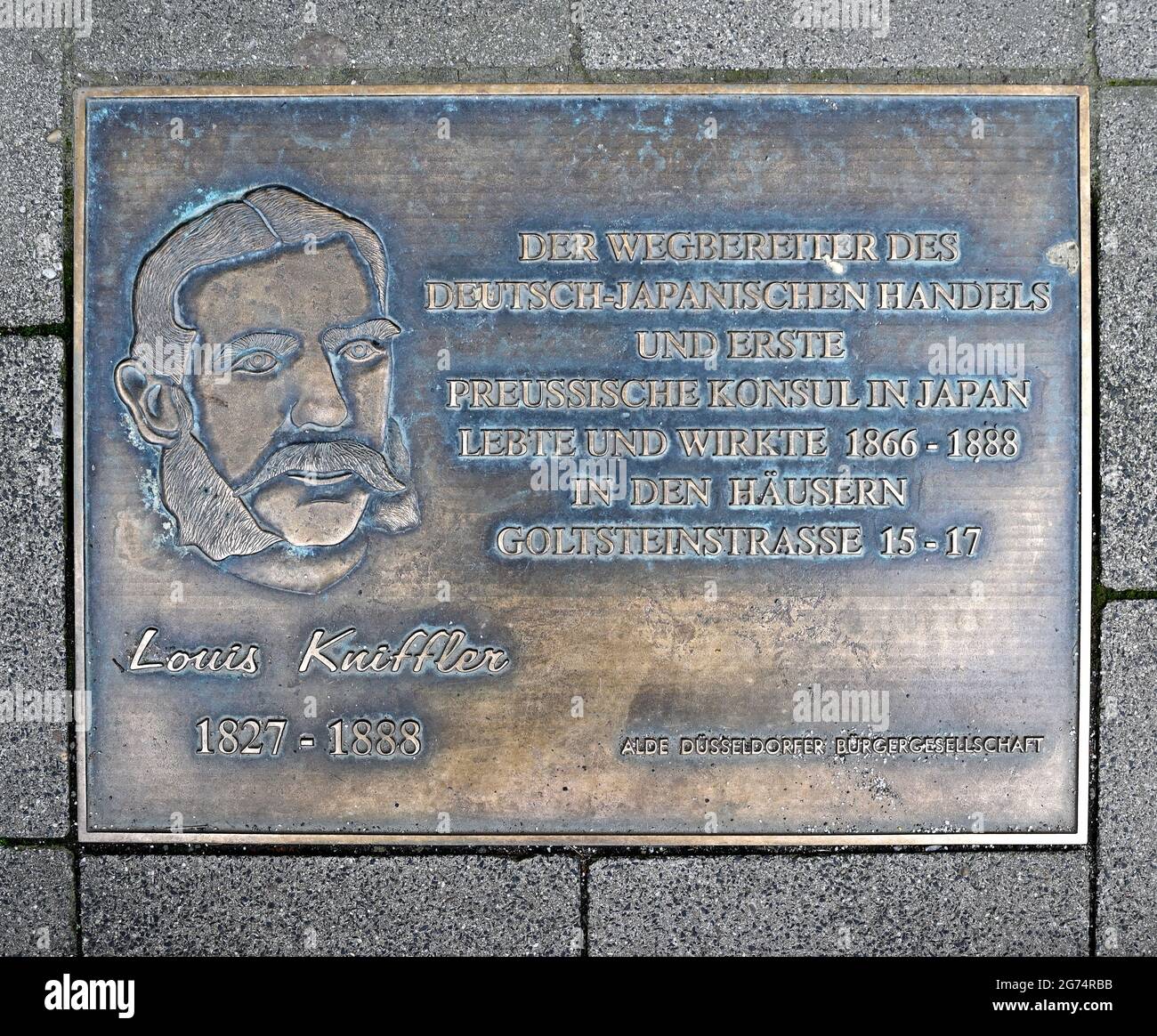düsseldorf, germany - 2021-07-03: memorial plaque for louis kniffler ...