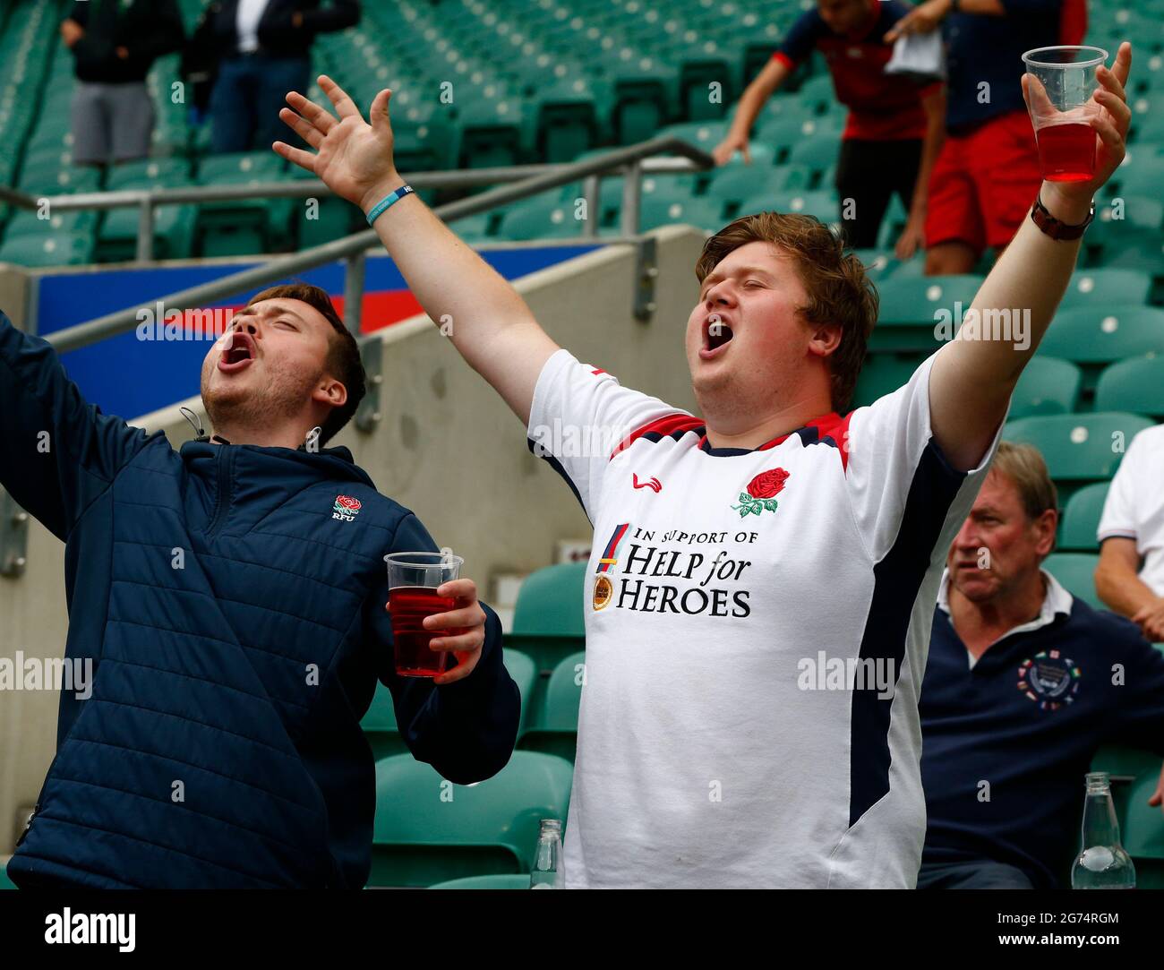 LONDON, ENGLAND - JULY 10: England Fan singing sweet Caroline after ...