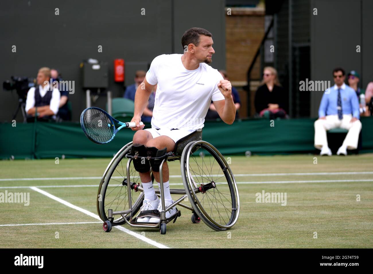 Joachim Gerard celebrates during his Gentlemen's Wheelchair Singles ...