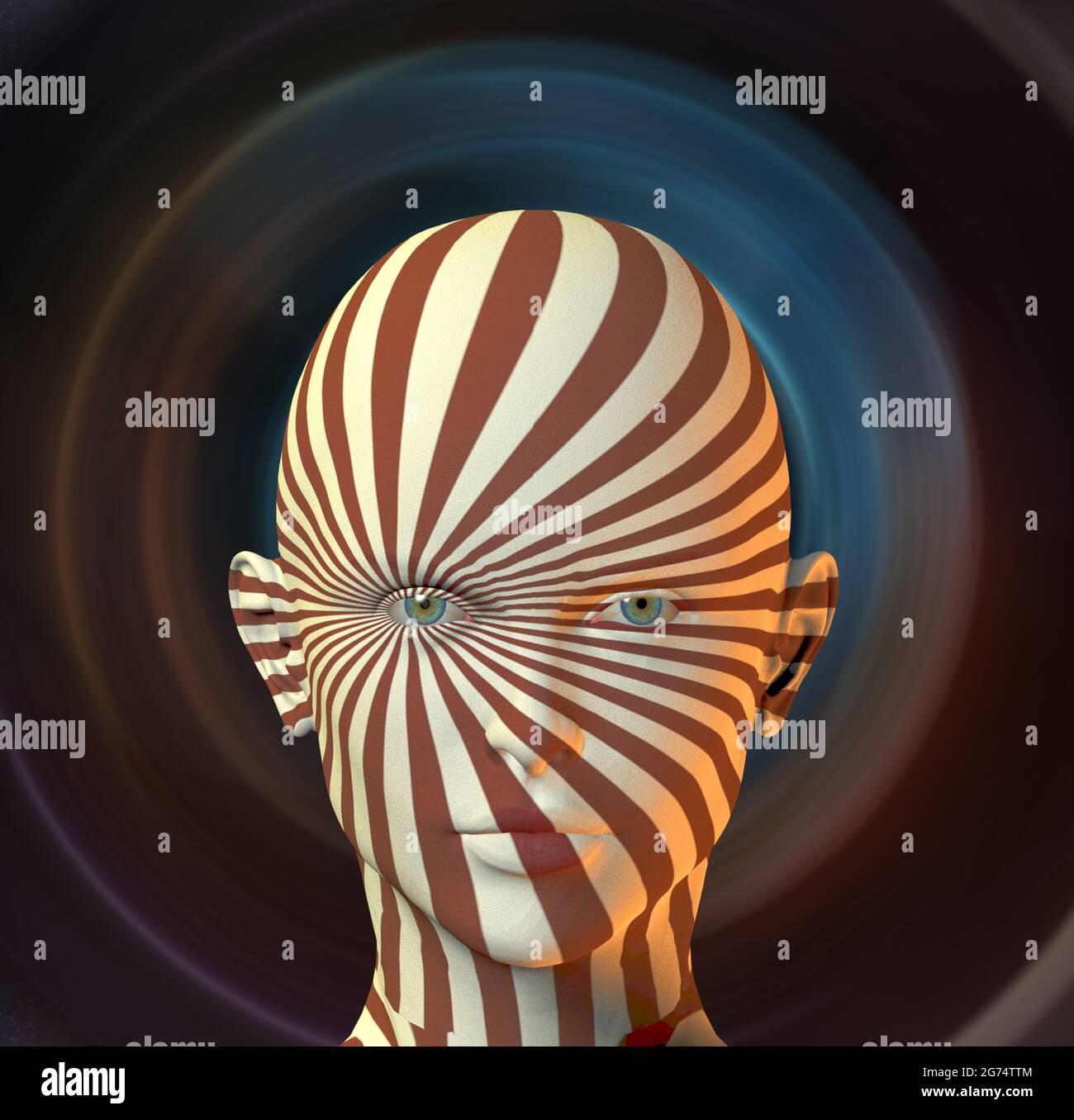 Woman with stripe painted face. 3D rendering Stock Photo - Alamy