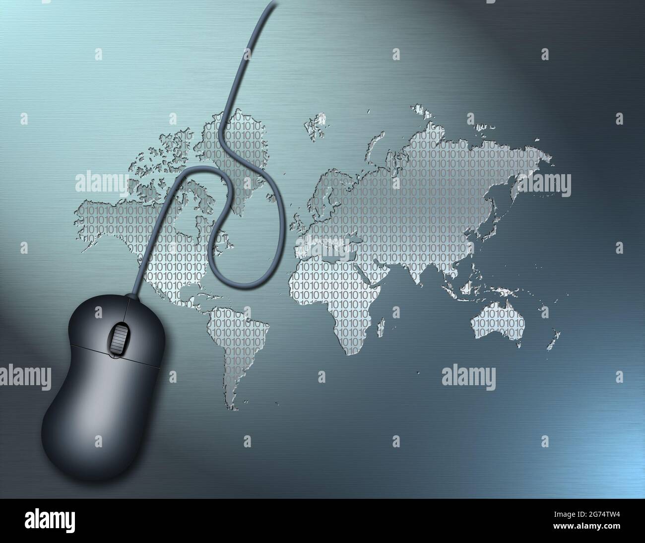 Digital world map and computer mouse. 3D rendering Stock Photo - Alamy